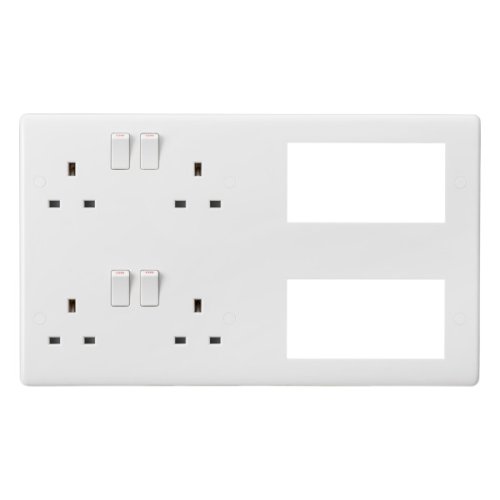 Knightsbridge 4 Gang Socket, 2x 4 Gang Modular Plate (CU298MM) | UKES