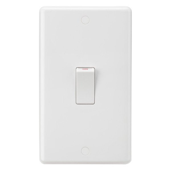 Knightsbridge Curved Edge 45A DP Switch, White Rocker (CU8332W) | UKES