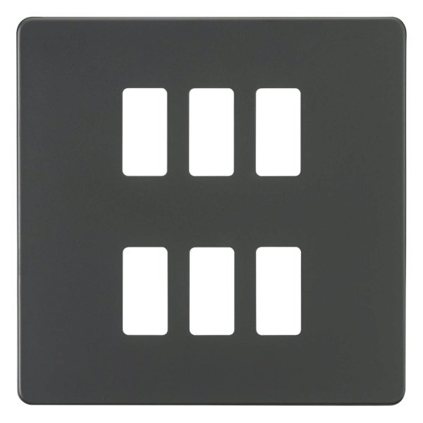 Knightsbridge Screwless 6 Gang Grid Faceplate (GDSF006AT) | UKES
