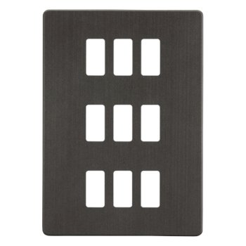 Knightsbridge Screwless 9 Gang Grid Faceplate (GDSF009SB) | UKES