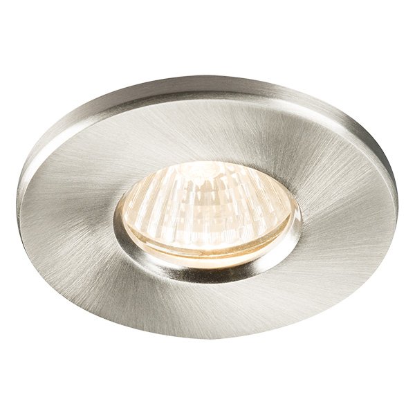 Knightsbridge Recessed IP65 35W Fixed GU10 Brushed Chrome Downlight | UKES