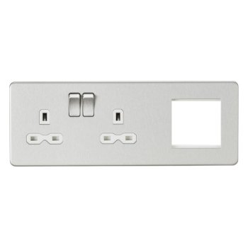 Knightsbridge 2 Gang Socket/2 Gang Modular Plate (SFR192LBCW) | UKES