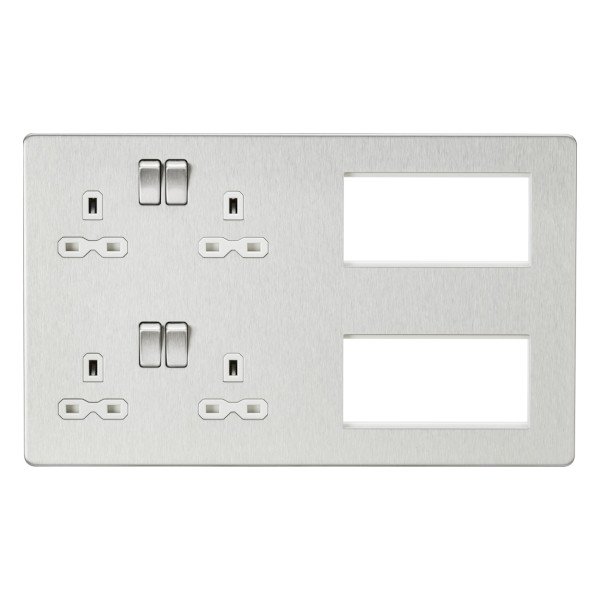 Knightsbridge 4 Gang Socket/2x 4 Gang Modular Plate (SFR298BCW) | UKES