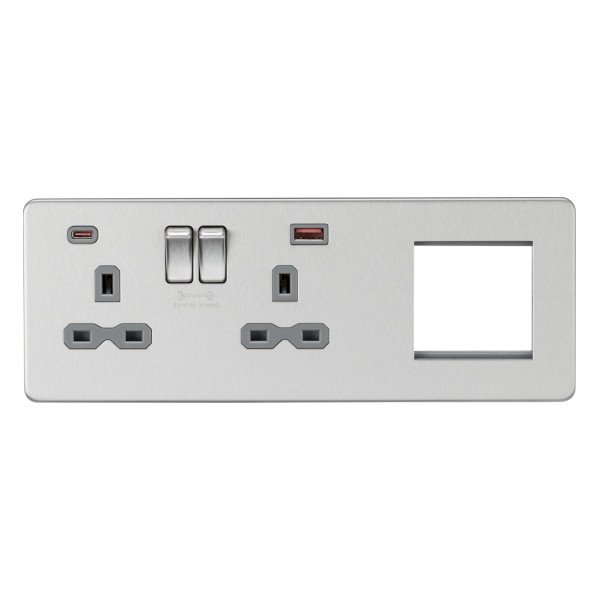 Knightsbridge 13A Socket/USB Charger/Modular Plate (SFR992LBCG) | UKES