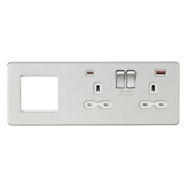 Knightsbridge Modular Plate/13A Socket/USB Charger (SFR992RBCW) | UKES