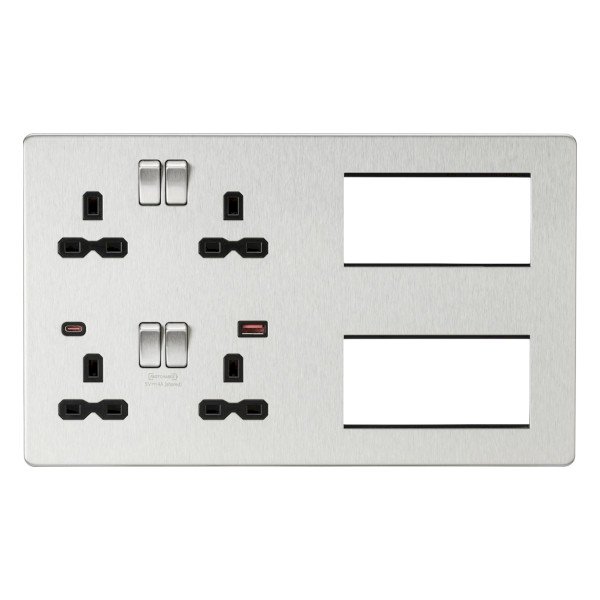 Knightsbridge 13A Socket/USB Chargers/Modular Plate (SFR998BC) | UKES