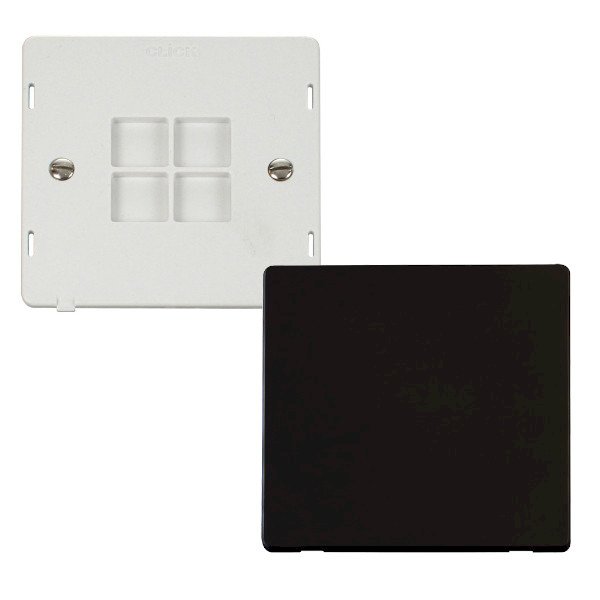Click Definity Metal Black 1 Gang Blank Plate with White Insert | UKES