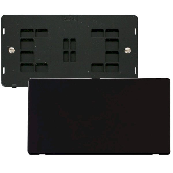 Click Definity Metal Black 2 Gang Blank Plate with Black Insert | UKES