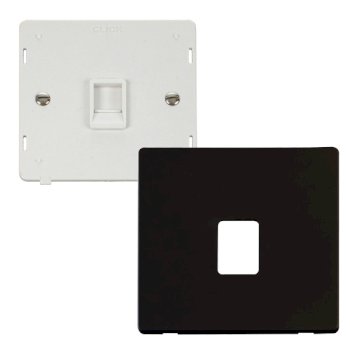 Click Definity Metal Black Single US/Irish RJ11 Outlet with White ...