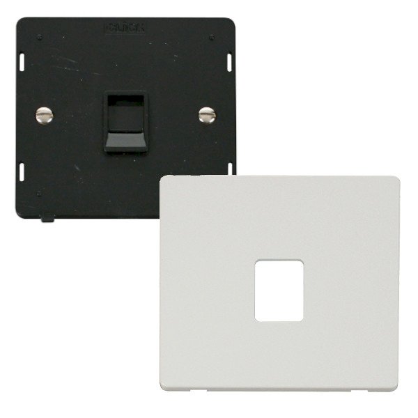 Click Definity Metal White Single US/Irish RJ11 Outlet with Black ...