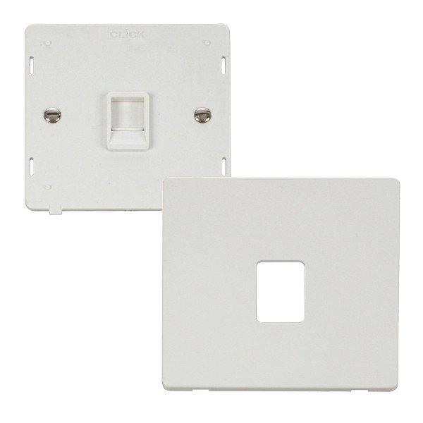Click Definity Metal White Single US/Irish RJ11 Outlet with White ...