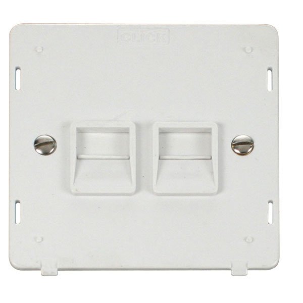 Click Definity Metal Black Twin RJ11 Telephone Outlet with White Insert ...