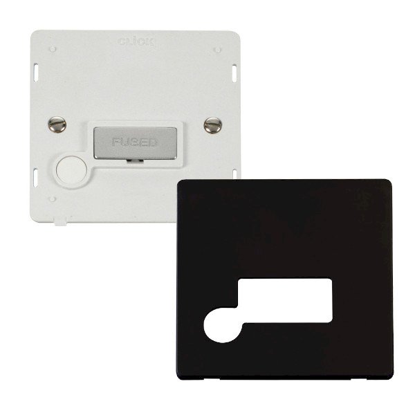 Click Definity Metal Black 13A Fused Connection Unit with Flex Outlet ...