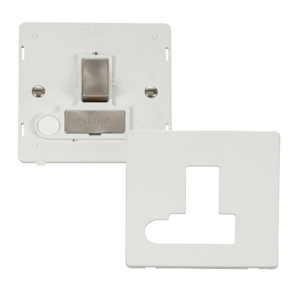 Click Definity Metal White 13A Switched Fused Connection Unit with Flex ...