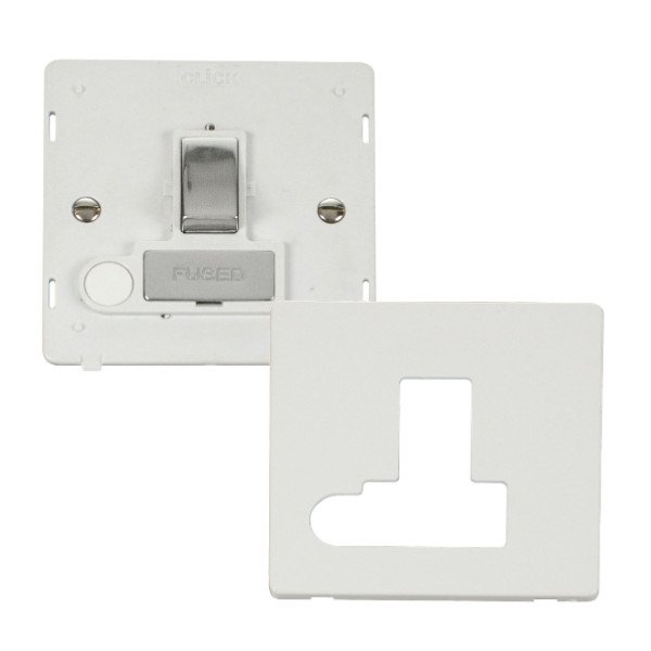 Click Definity Metal White 13A Switched Fused Connection Unit with Flex ...