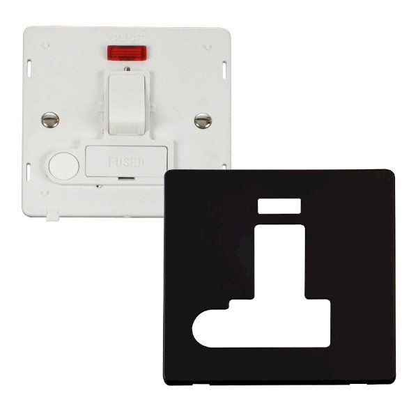 Click Definity Metal Black 13A Switched Fused Connection Unit Flex ...
