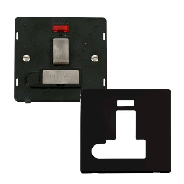 Click Definity Metal Black 13A Switched Fused Connection Unit Flex ...