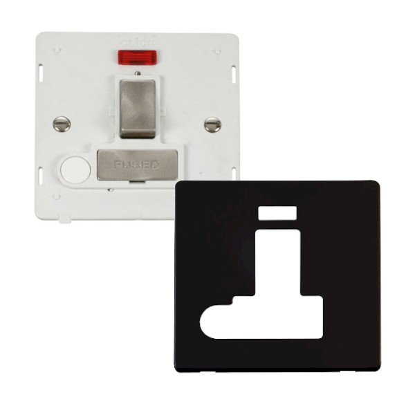 Click Definity Metal Black 13A Switched Fused Connection Unit Flex ...