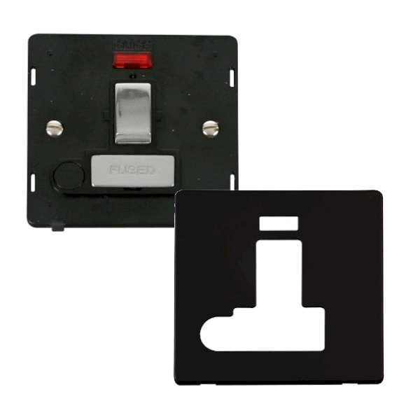 Click Definity Metal Black 13A Switched Fused Connection Unit Flex ...