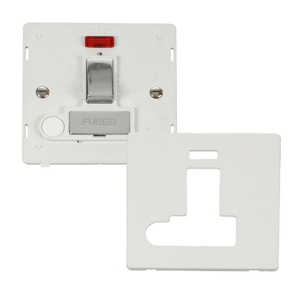 Click Definity Metal White 13A Switched Fused Connection Unit Flex ...