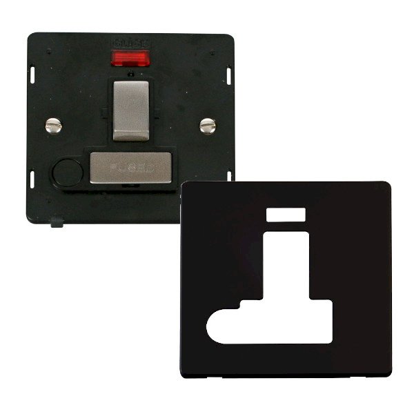 Click Definity Metal Black 13A Switched Fused Connection Unit Flex ...