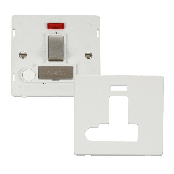 Click Definity Metal White 13A Switched Fused Connection Unit Flex ...