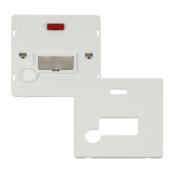 Click Definity Metal White 13A Fused Connection Unit Flex Outlet with ...