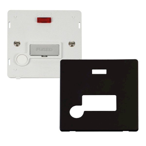 Click Definity Metal Black 13A Fused Connection Unit Flex Outlet with ...