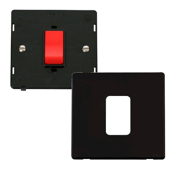 Click Definity Metal Black 45A 1 Gang Double Pole Switch with Black ...