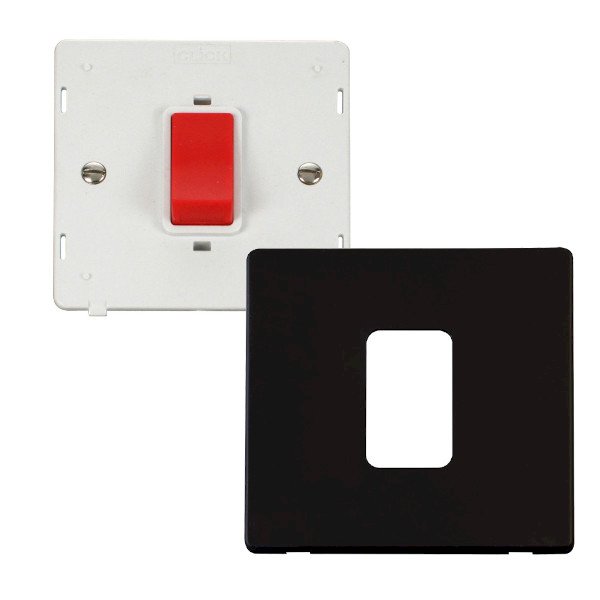 Click Definity Metal Black 45A 1 Gang DP Switch with White Insert | UKES