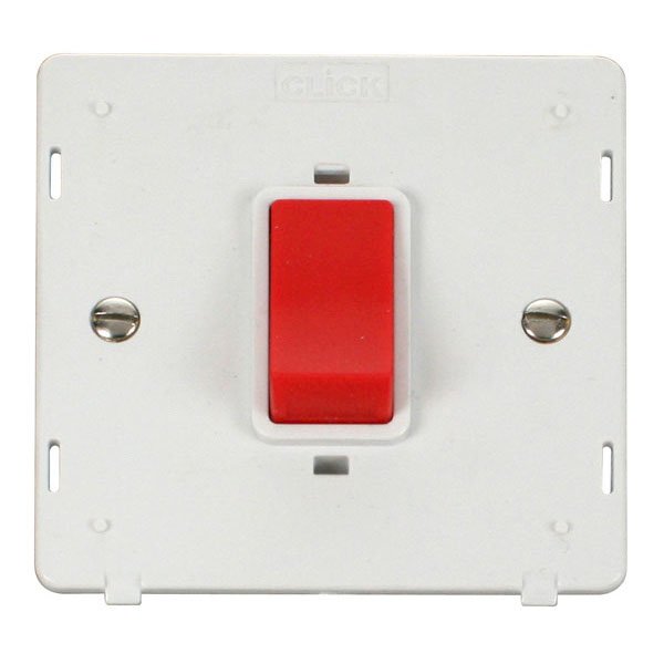 Click Definity Metal White 45A 1 Gang Double Pole Switch with White ...