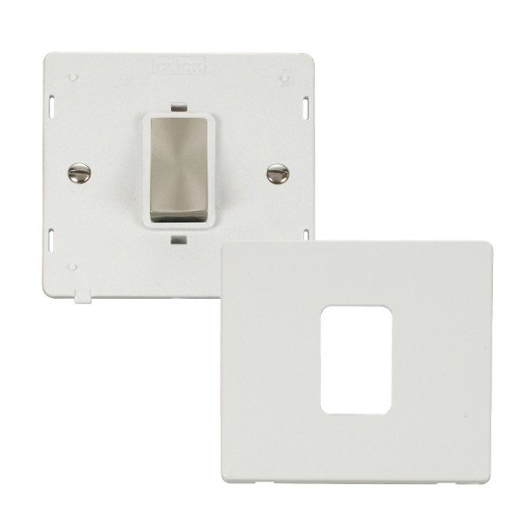 Click Definity Metal White 45A 1 Gang DP Switch with White Brushed ...