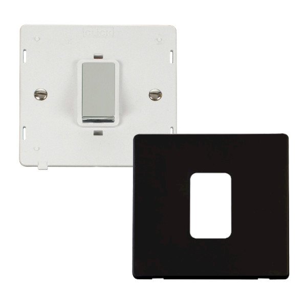 Click Definity Metal Black 45A 1 Gang Double Pole Switch with White ...