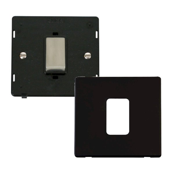 Click Definity Metal Black 45A 1 Gang Double Pole Switch with Black ...