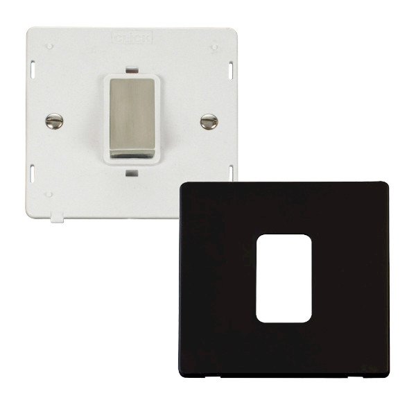 Click Definity Metal Black 45A 1 Gang Double Pole Switch with White ...