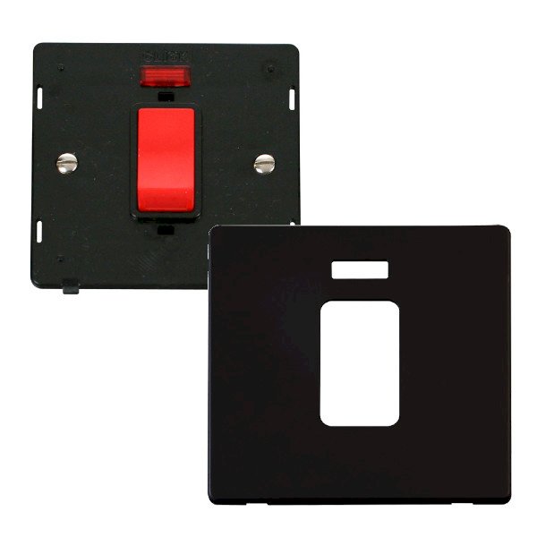 Click Definity Metal Black 45A 1 Gang Double Pole Switch with Neon and ...
