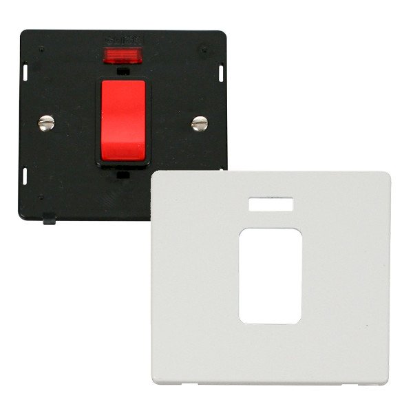 Click Definity Metal White 45A 1 Gang Double Pole Switch with Neon and ...