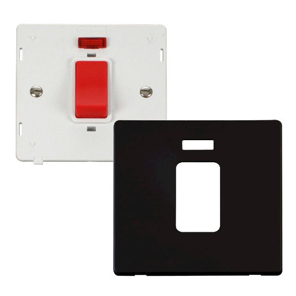 Click Definity Metal Black 45A 1 Gang Double Pole Switch with Neon and ...