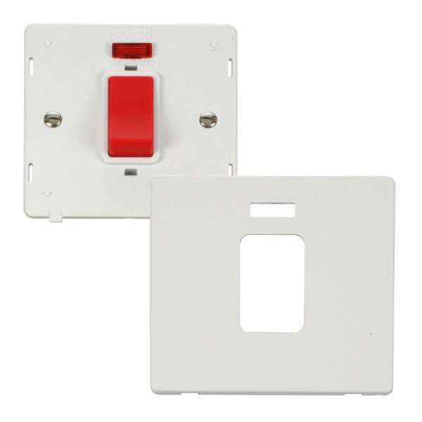 Click Definity Metal White 45A 1 Gang Double Pole Switch with Neon and ...
