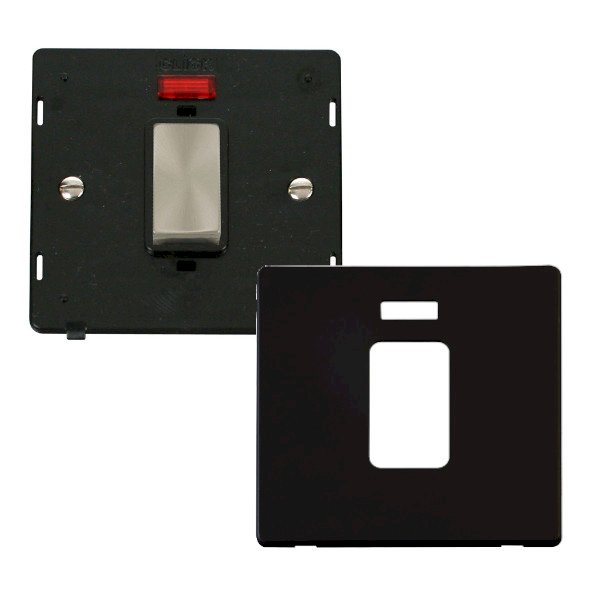 Click Definity Metal Black 45A 1 Gang DP Switch with Neon and Black ...