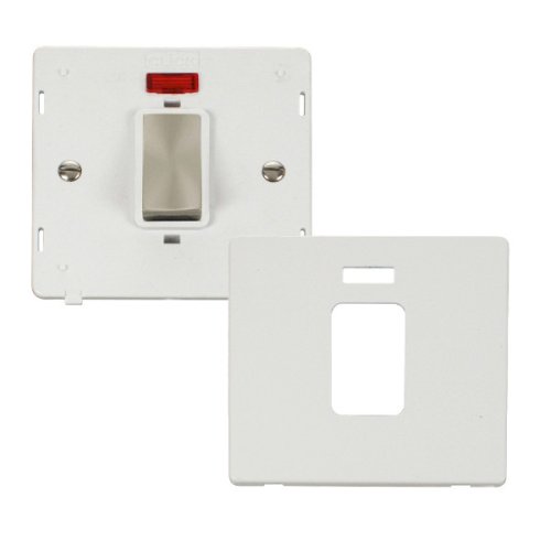 Click Definity 45A 1 Gang DP Switch Neon (SIN501PWBS+SCP201MW) | UKES