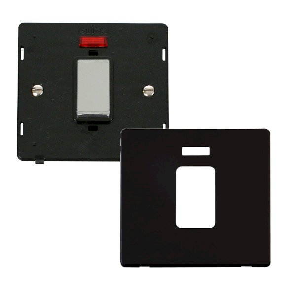 Click Definity Metal Black 45A 1 Gang Double Pole Switch with Neon and ...
