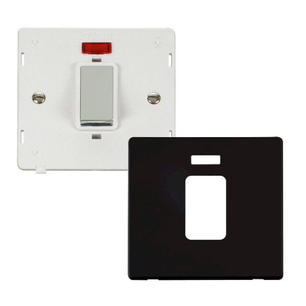 Click Definity Metal Black 45A 1 Gang Double Pole Switch with Neon and ...