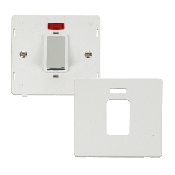 Click Definity Metal White 45A 1 Gang Double Pole Switch with Neon and ...