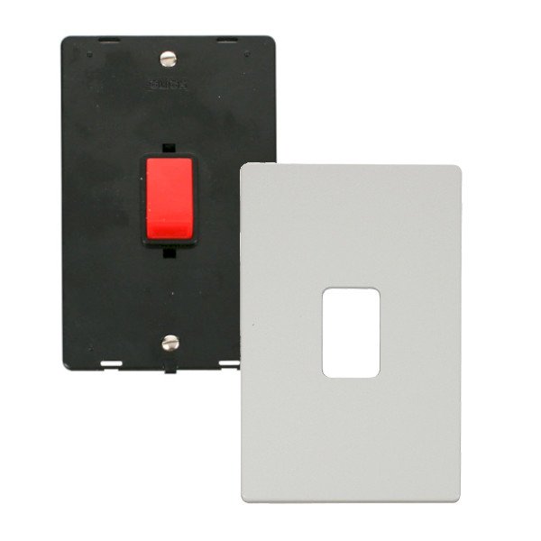 Click Definity Metal White 45A 2 Gang Double Pole Switch with Black ...