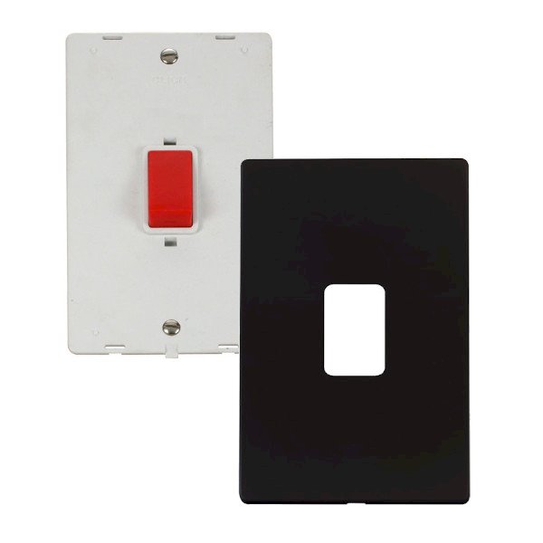 Click Definity Metal Black 45A 2 Gang Double Pole Switch with White ...