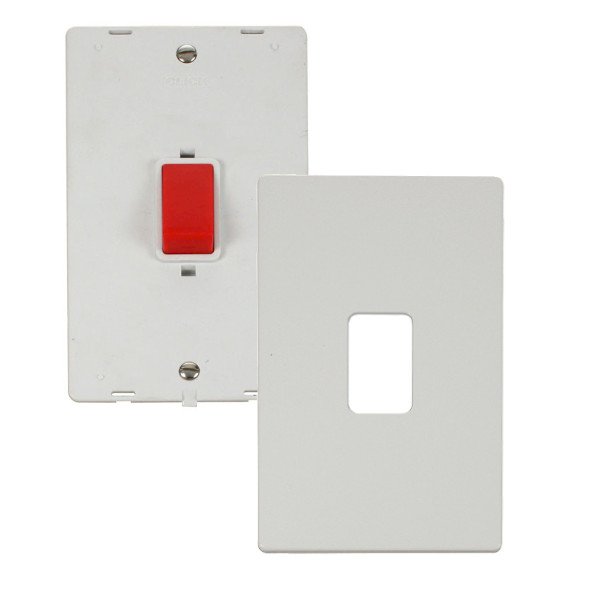 Click Definity Metal White 45A 2 Gang Double Pole Switch with White ...