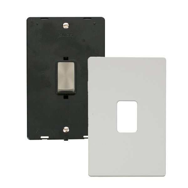 Click Definity Metal White 45A 2 Gang Double Pole Switch with Black ...