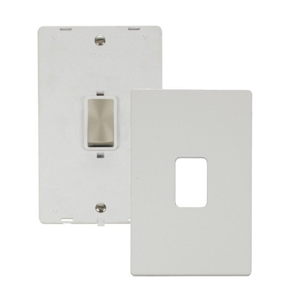 Click Definity Metal White 45A 2 Gang Double Pole Switch with White ...
