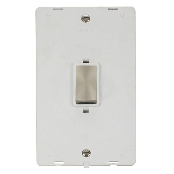 Click Definity Metal White 45A 2 Gang Double Pole Switch with White ...